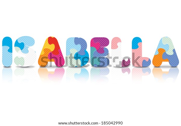 Isabella Written Alphabet Puzzle Vector Illustration Stock Vector ...