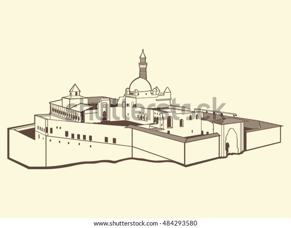 Ishak Pasha Palace Turkey Vector Drawing Stock Vector (Royalty Free ...