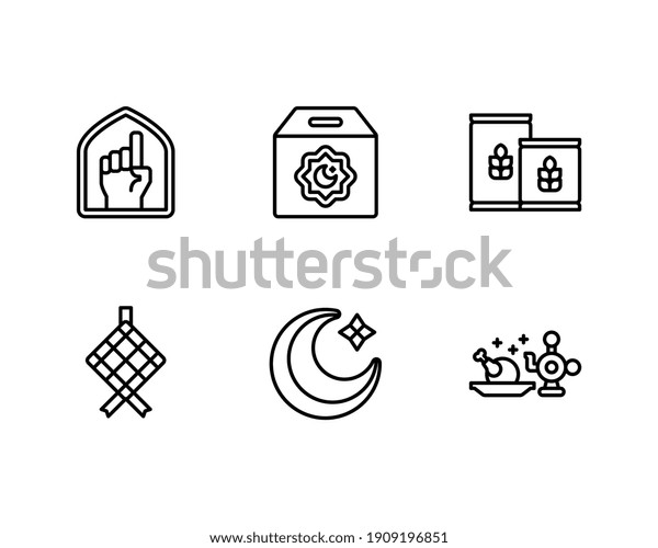Islam Icon Set Vector Outline Stock Vector (Royalty Free) 1909196851 ...