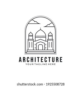 Vektor Stok Islamic Architecture Icon Logo Line Art (Tanpa Royalti ...