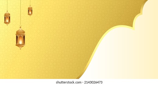Islamic Banner Gold Background Stock Vector (Royalty Free) 2143026473 ...