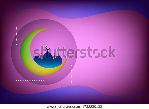 Islamic Banner Moon Mosque Design Full Stock Vector (Royalty Free ...