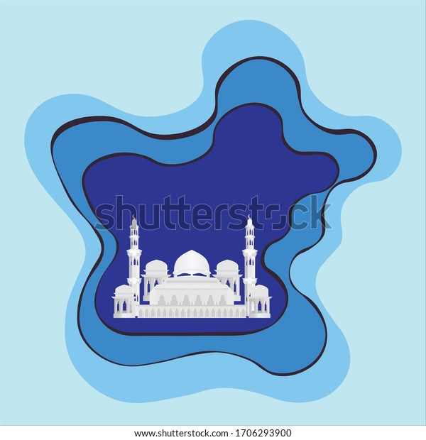 Islamic Beautiful Design Template Mosque Blue: เวกเตอร์สต็อก (ปลอดค่า ...