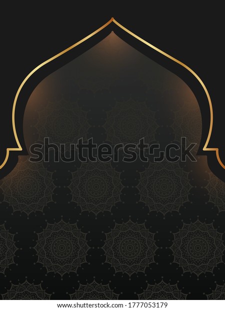 Islamic Design Black Background Golden Banner Stock Vector (Royalty ...