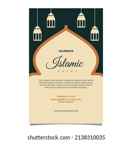 Islamic Event Invitation Card Frame Background Stock Vector (Royalty ...