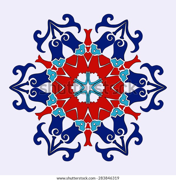 Islamic Floral Circle Design Traditional Round Stock Vector (Royalty ...