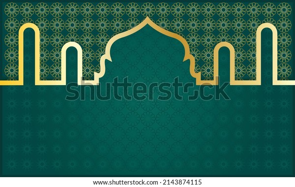 Islamic Green Background Design Gold Ornament Stock Vector (Royalty ...