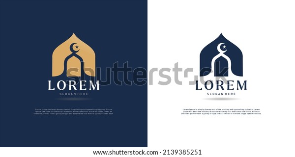 Vektor Stok Islamic Logo Template Ribbon Islamic Dome (Tanpa Royalti ...
