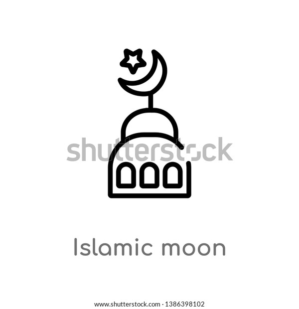 Islamic Moon Vector Line Icon Simple Stock Vector (Royalty Free ...