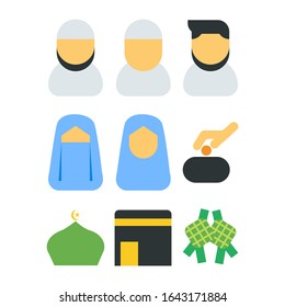 Islamic Muslim Icon Set Flat Style Stock Vector (Royalty Free ...