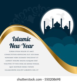 Islamic New Year Template Stock Vector (Royalty Free) 550208728 ...