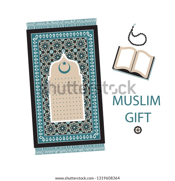 Islamic Prayer Set Prayer Mat Rosary Stock Vector (Royalty Free) 1319608364