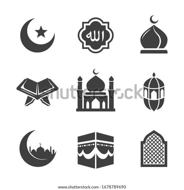 Islamic Religion Vector Icon Set Isolated Stock Vector (Royalty Free ...