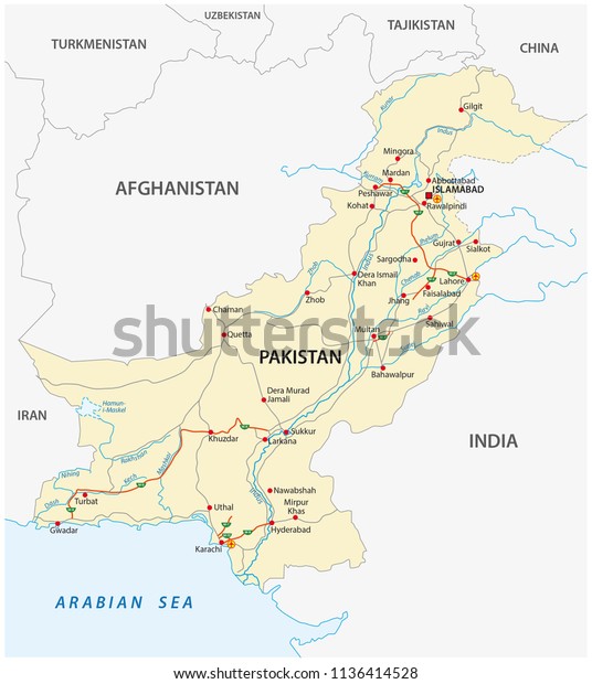 Islamic Republic Pakistan Road Vector Map: vector de stock (libre de ...