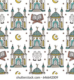 Islamic Symbol Background Arabic Seamless Pattern Stock Vector (Royalty ...