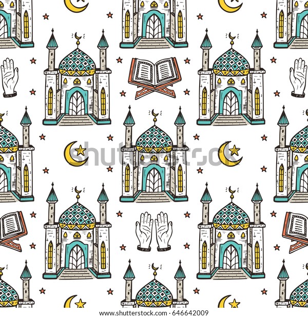 Islamic Symbol Background Arabic Seamless Pattern Stock Vector (Royalty ...