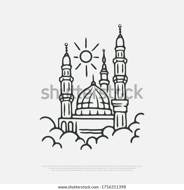 Islamic Vector Illustration Nabawi Mosque This Stock Vector (Royalty ...