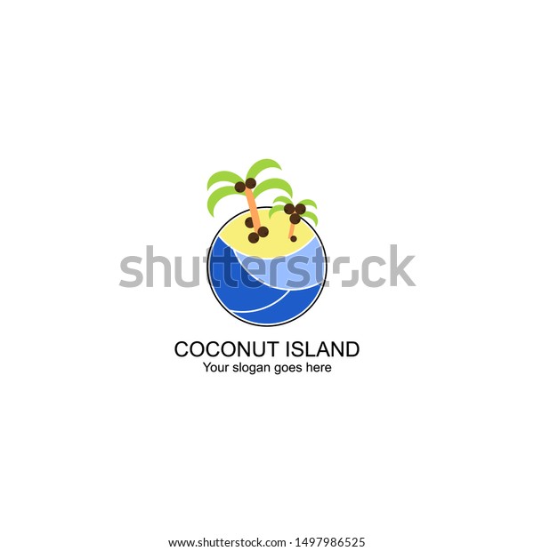 Island Landscape Form Circle Coconuts Coconut Stock Vector (Royalty ...