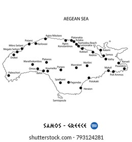 Island Samos Greece Map Art On Stock Vector (Royalty Free) 793124281 ...