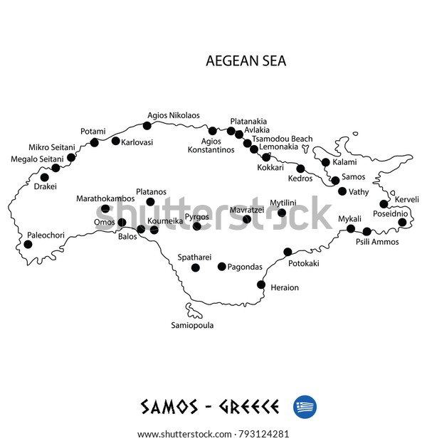 Island Samos Greece Map Art On Stock Vector (Royalty Free) 793124281 ...