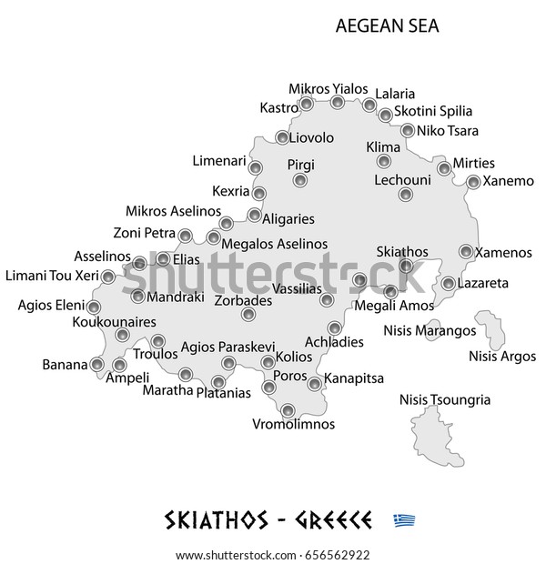 Island Skiathos Greece White Map Art Stock Vector (Royalty Free) 656562922