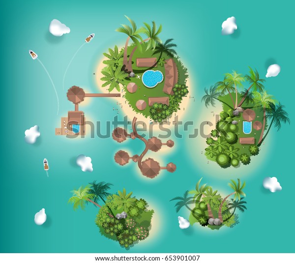 islands top view, travel, with tree top , resort, interior design, for ...