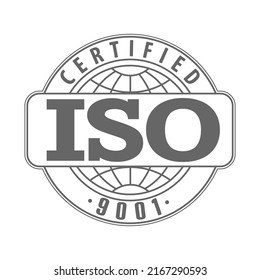 Iso 9001 Certification Stamp Flat Style Stock Vector (Royalty Free ...
