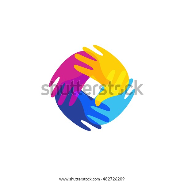 Isolated Abstract Colorful Human Hands Together Stock Vector (Royalty ...