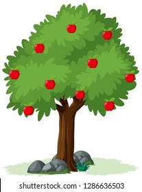 Cartoon Vector Illustration Apple Tree Red Stock Vector (Royalty Free ...