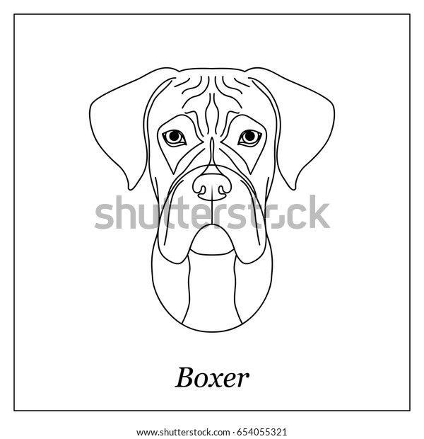 Isolated Black Outline Head German Boxer Stock Vector (Royalty Free ...