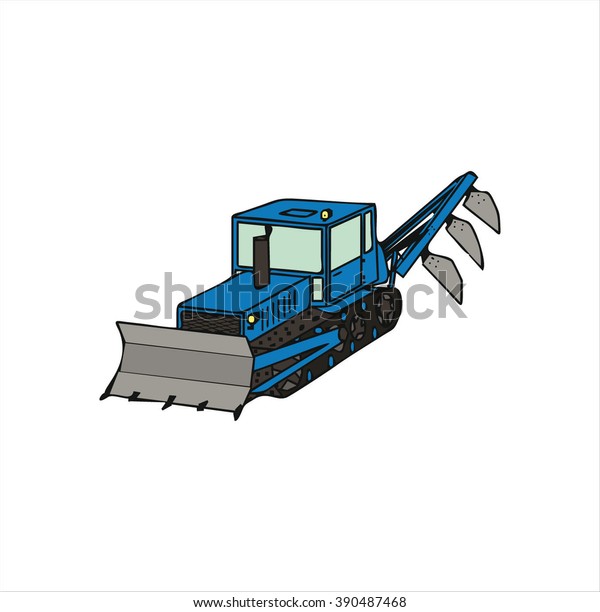 Isolated Blue Tractor Cartoon Vector Stock Vector (Royalty Free ...