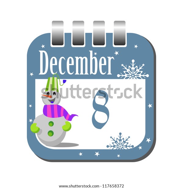 Isolated Calendar Sheet Day December Eight Stock Vector (Royalty Free ...
