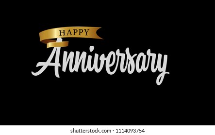 Isolated Calligraphy Happy Anniversary Black Color Stock Vector ...