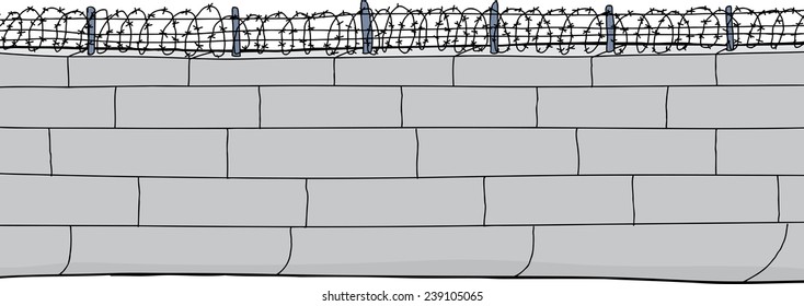 Isolated Cartoon Concrete Block Wall Barbed Stock Vector (Royalty Free ...