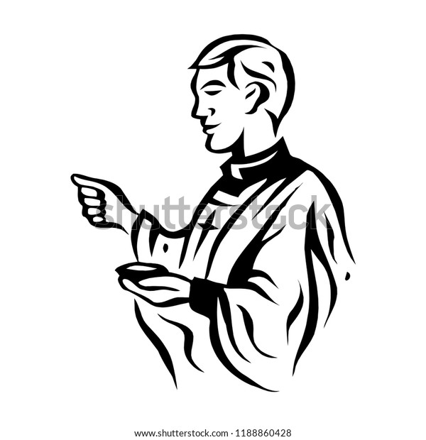 Isolated Catholic Priest Standing On White Stock Vector (Royalty Free ...