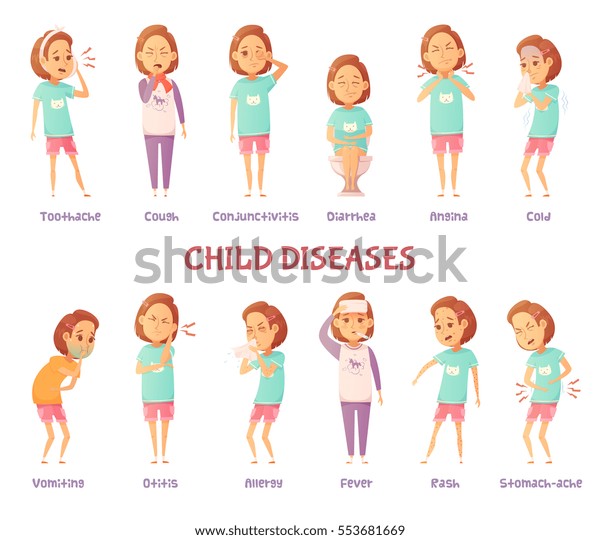 Isolated Characters Set Cartoon Girl Anxious Stock Vector (Royalty Free ...