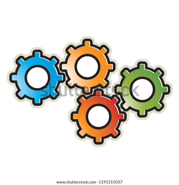 Isolated Colorful Four Cogwheels Vector Drawing Stock Vector (Royalty ...
