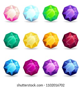 Isolated Colorful Gemstones Octagon Shape Set Stock Vector (Royalty ...