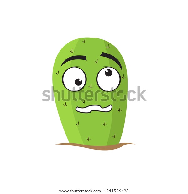 Isolated Confused Cactus Cartoon Vector Illustration Stock Vector ...