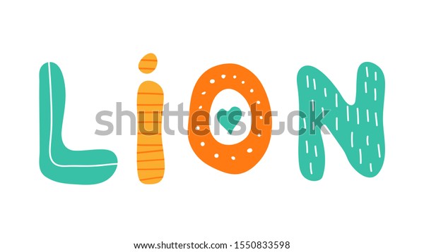Isolated Cute Hand Drawn Lion Word Stock Vector (Royalty Free) 1550833598