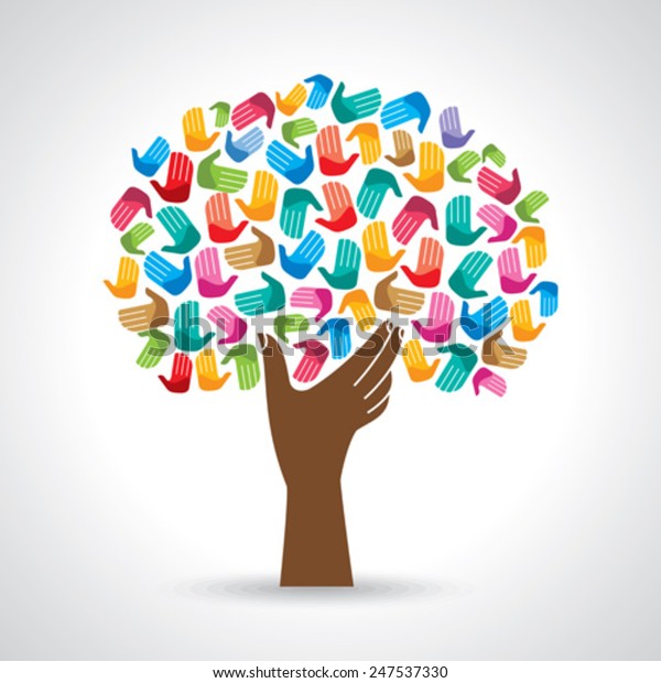 Isolated Diversity Tree Hands Illustration Stock Vector (Royalty Free ...