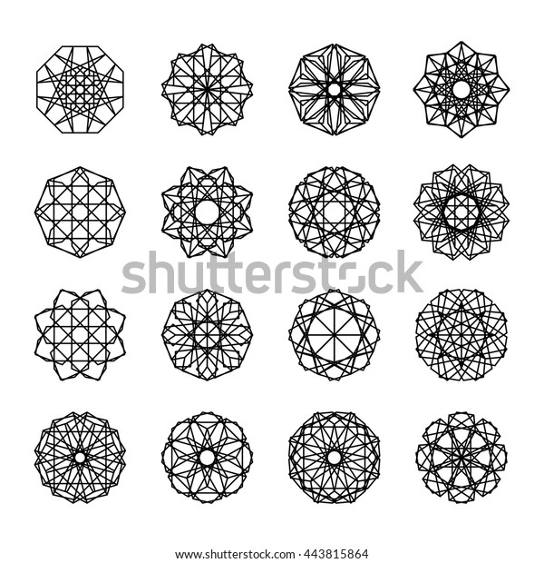 Isolated Geometric Ornaments Set Vector Linear Stock Vector (Royalty ...