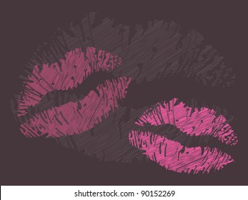 Isolated Grunge Lips Print Illustration Stock Vector (Royalty Free ...
