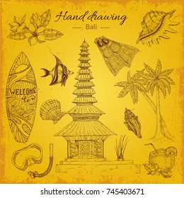 Isolated Hand Drawn Bali Icon Set Stock Vector (Royalty Free) 745403671 ...