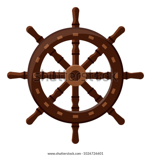 Isolated Handwheel Icon Brown Classic Wooden Stock Vector (Royalty Free ...