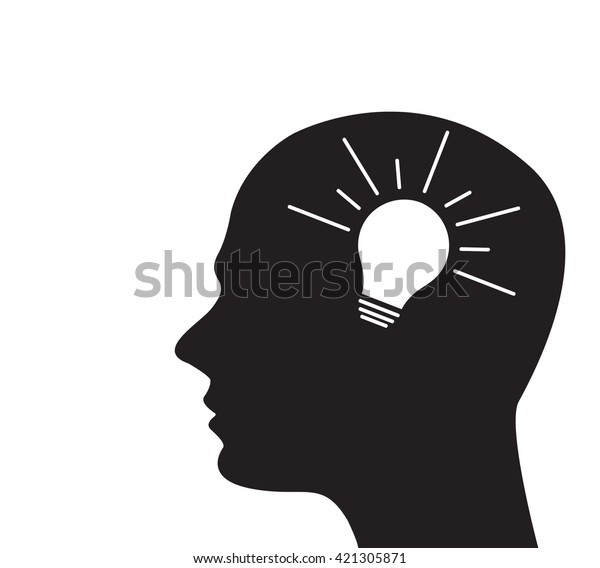Isolated Head Person Lightbulb On White Stock Vector (Royalty Free ...