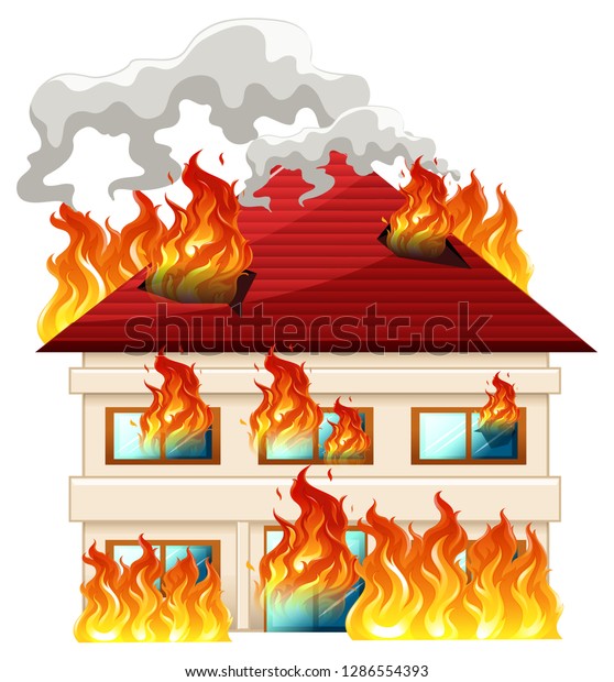 Isolated House On Fire Illustration Stock Vector (Royalty Free) 1286554393