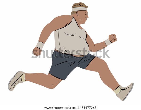 Isolated Illustration Fat Man Runner Colored Stock Vector (Royalty Free ...