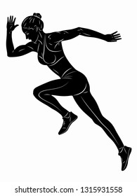 Isolated Illustration Runner Black White Drawing Stock Vector (Royalty ...