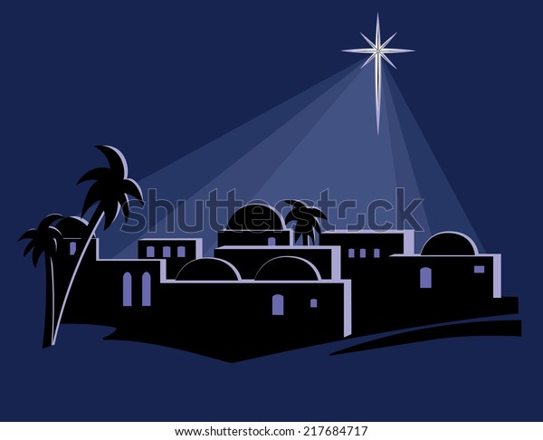 Isolated Illustration Town Bethlehem Night Time Stock Vector (Royalty ...
